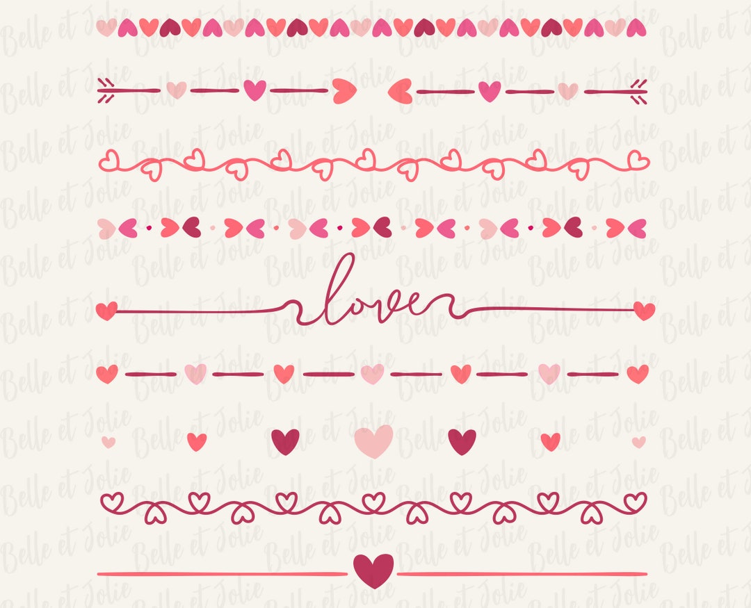 Heart Borders SVG Flourish Heart Wedding Clipart Border Valentine Love ...