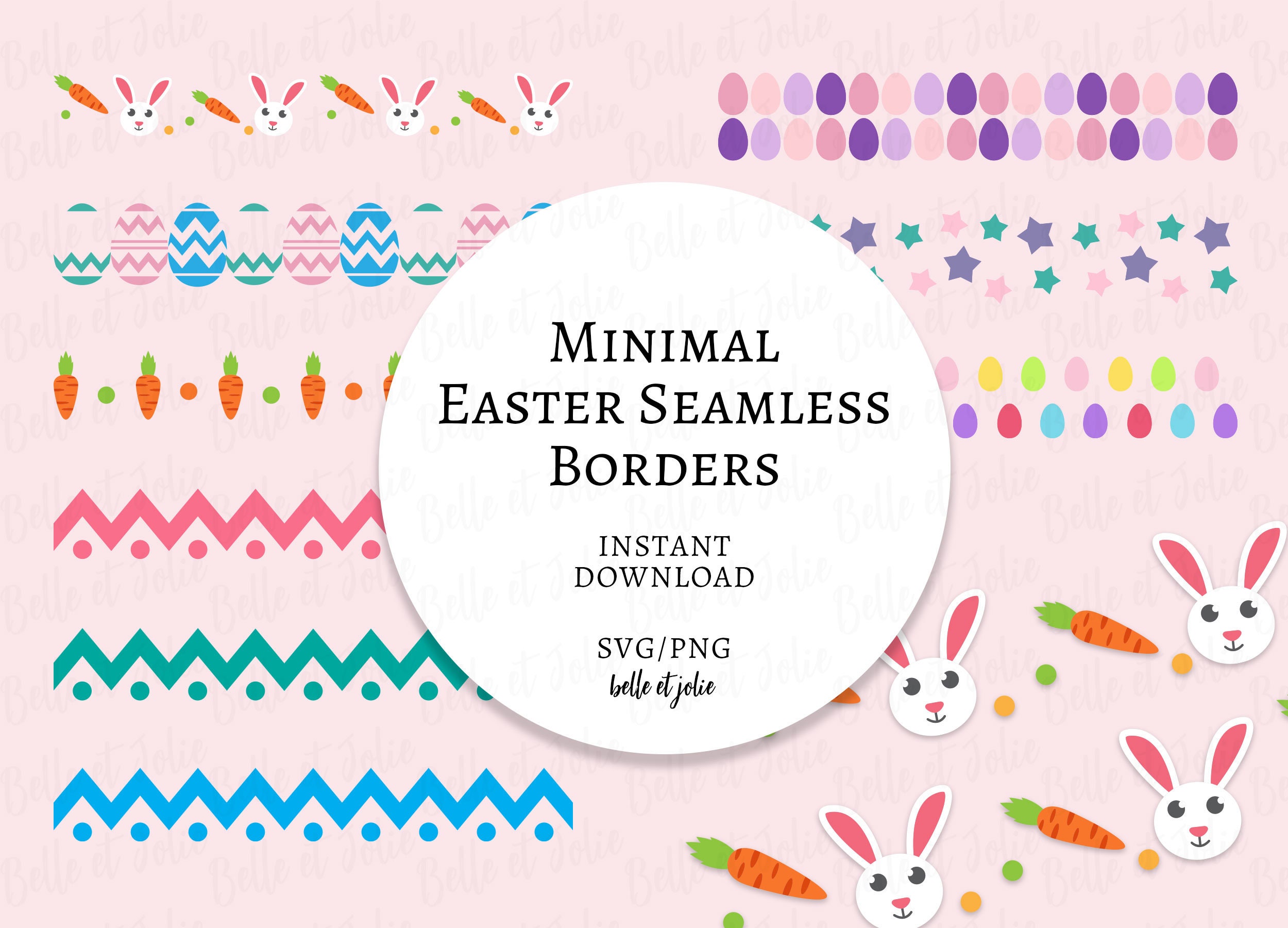 Minimal Easter Seamless Border SVG Easter Borders PNG Easter | Etsy