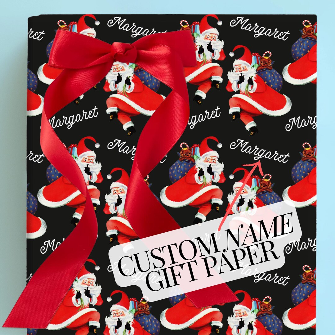 Custom Name Christmas Paper Santa Gift Wrap Christmas Gift for Son ...