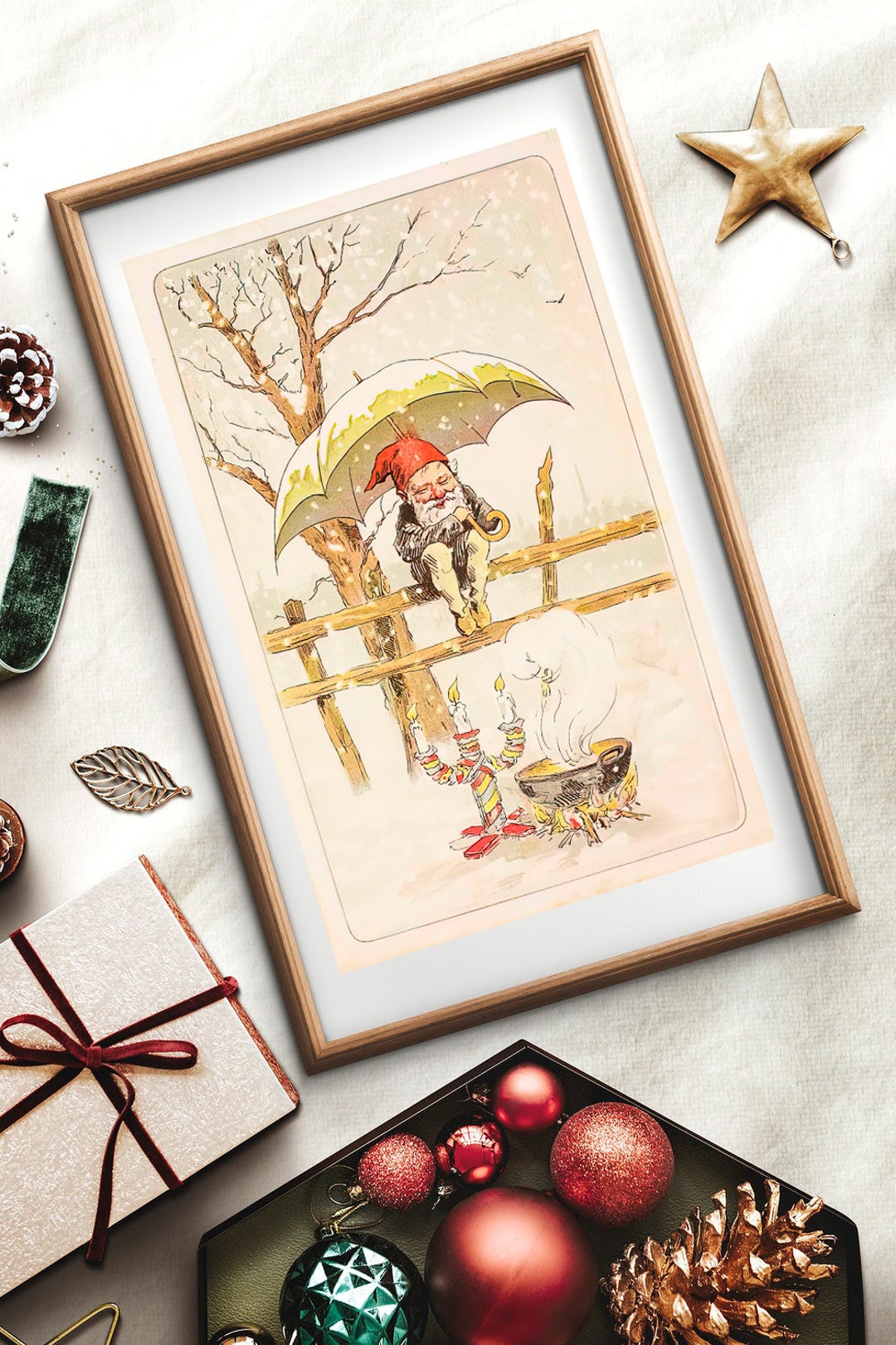 Vintage Gnome Christmas Printable Holiday Print Christmas - Etsy