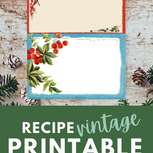 Printable Recipe Card Holiday Vintage Christmas Recipe Card Christmas ...