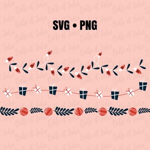 Retro Christmas Border SVG PNG, Holiday Clipart, Christmas Divider ...