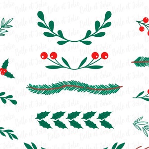 Christmas Greenery SVG Christmas Holly Elements SVG PNG Holiday Clipart ...