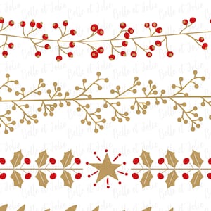 Gold Christmas Borders SVG Holiday Clipart Holiday Divider Digital ...
