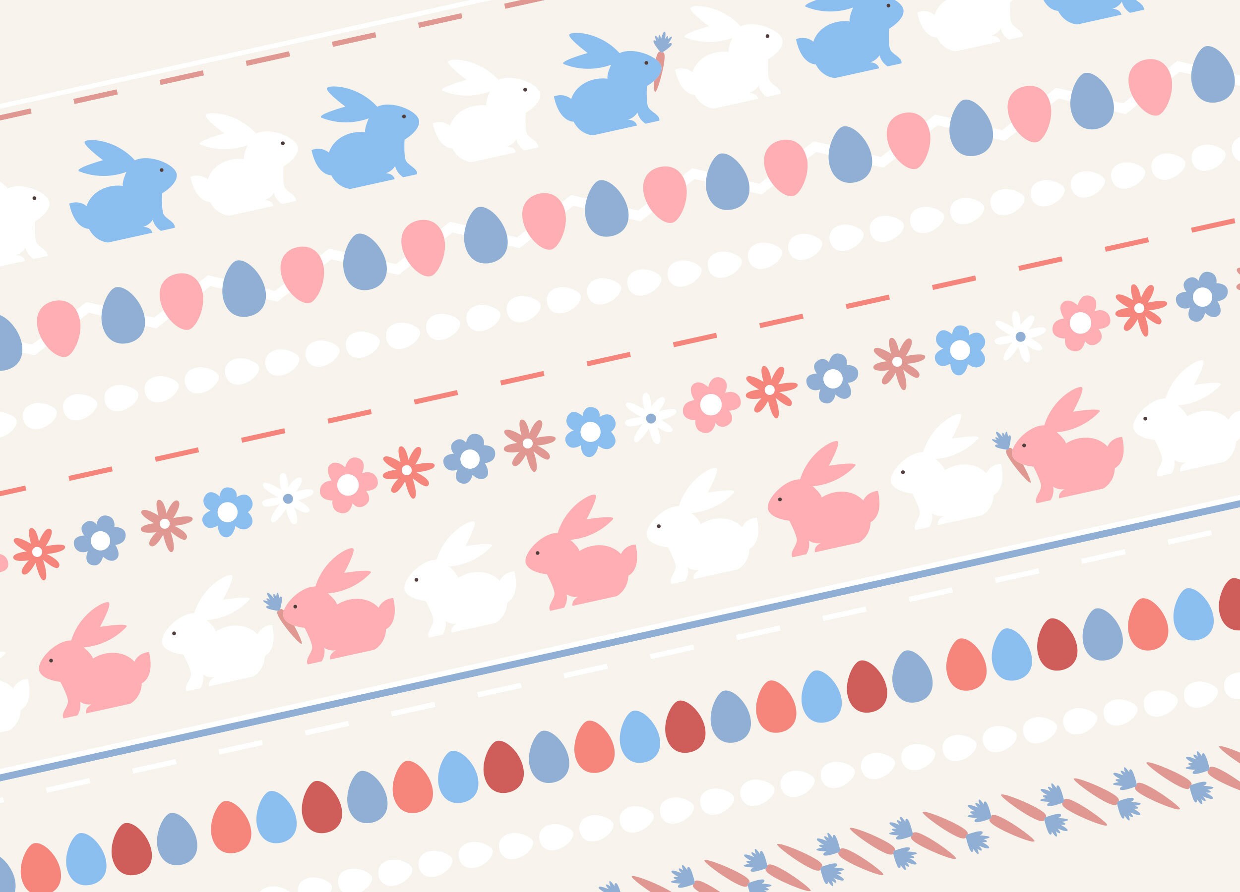 Seamless Easter Bunny Vector Borders SVG Spring Border PNG | Etsy