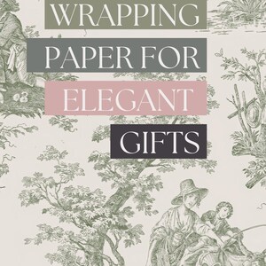 Toile De Jouy Gift Wrapping Paper Roll Vintage Christmas Toile Premium ...