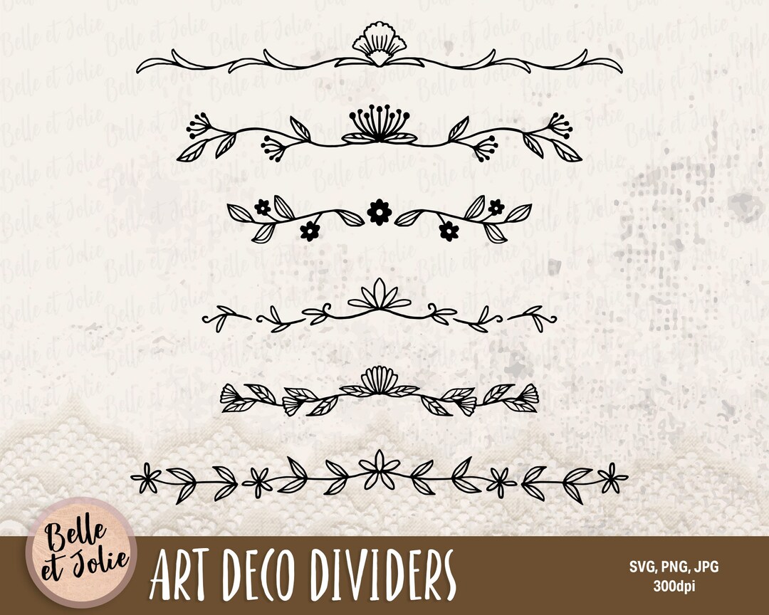 Art Deco Line Dividers SVG, Art Nouveau Borders, Deco Floral Border ...
