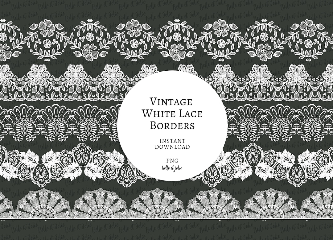 Vintage Lace Clip Art White Lace Clipart Lace Png Scrapbooking Ephemera ...