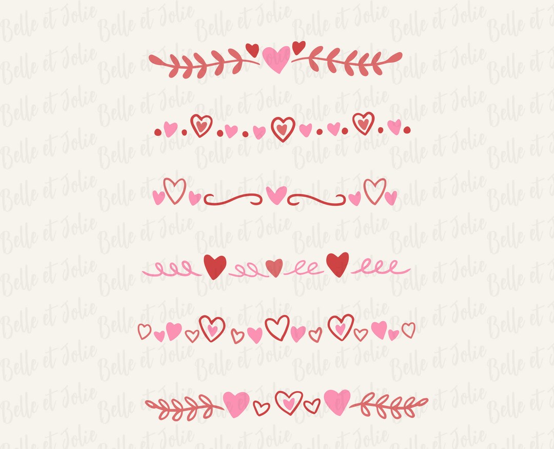 Valentine Dividers SVG, Heart Borders, Love Dividers PNG, Valentine ...