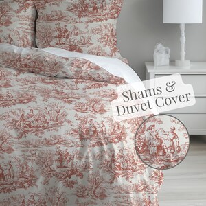 Blush French Toile Bedding Set Duvet Cover Pink Bed Comforter ...