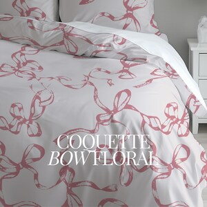 Bow Coquette Bedding Set Pink Duvet Cover Elegant Fancy Bow Comforter ...
