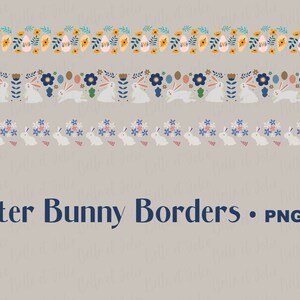 Bunny Seamless SVG Border, Floral Borders PNG, Easter Clipart Frame ...