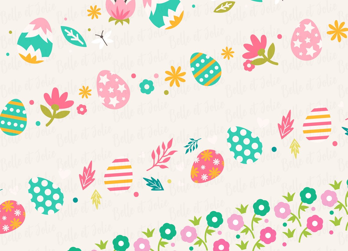 Easter Egg Floral Seamless SVG Border Easter Borders PNG - Etsy