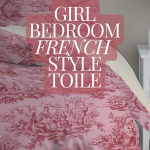 Pink French Toile Bedding Set Duvet Cover Shams Red Bed Comforter ...