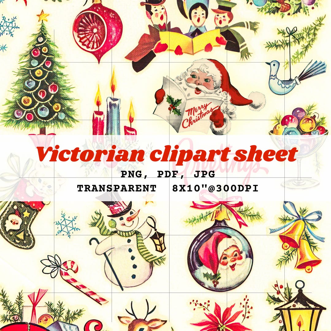 Vintage Victorian Christmas Clipart PNG Victorian Christmas Printables ...