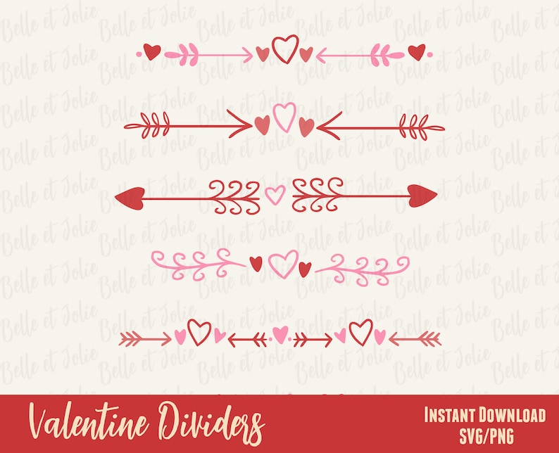 Valentine Dividers SVG Heart Borders Love Dividers PNG - Etsy