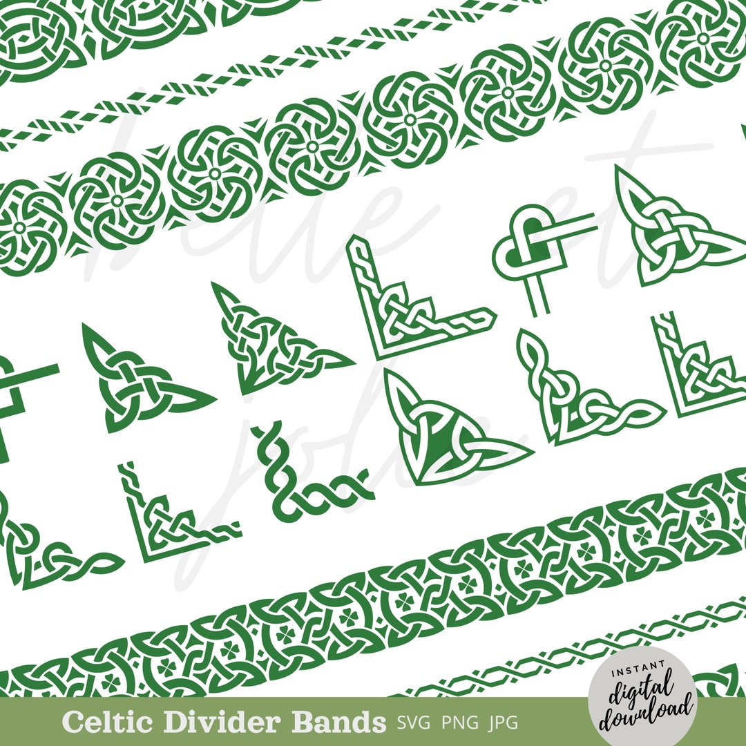 Celtic Corners and Celtic Bands Pack, 22 SVG JPG PNG Designs, Celtic ...
