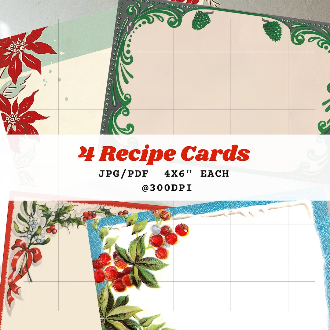 Printable Recipe Card Holiday Vintage Christmas Recipe Card Christmas ...