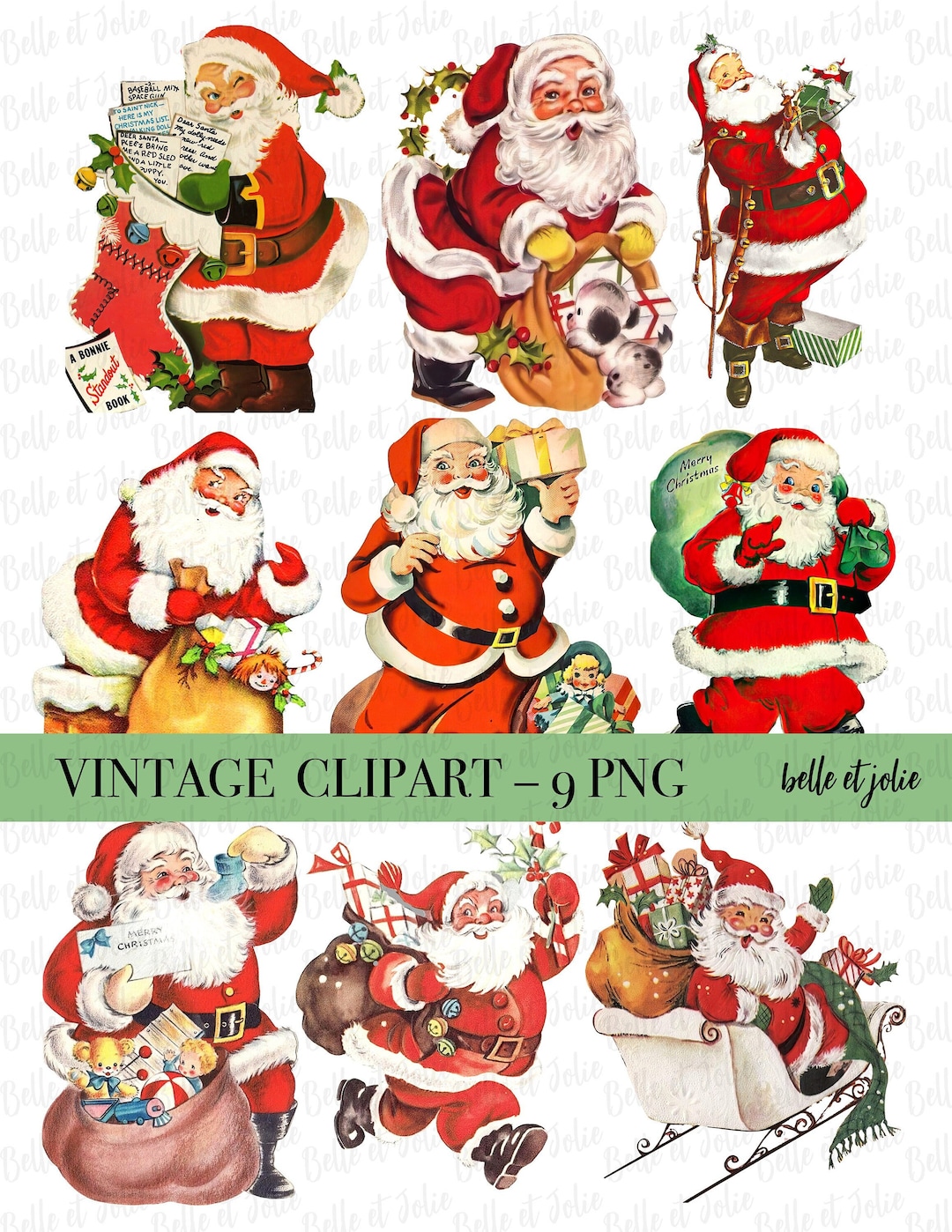 Vintage Santa Clipart Vintage Christmas Clipart Vintage - Etsy