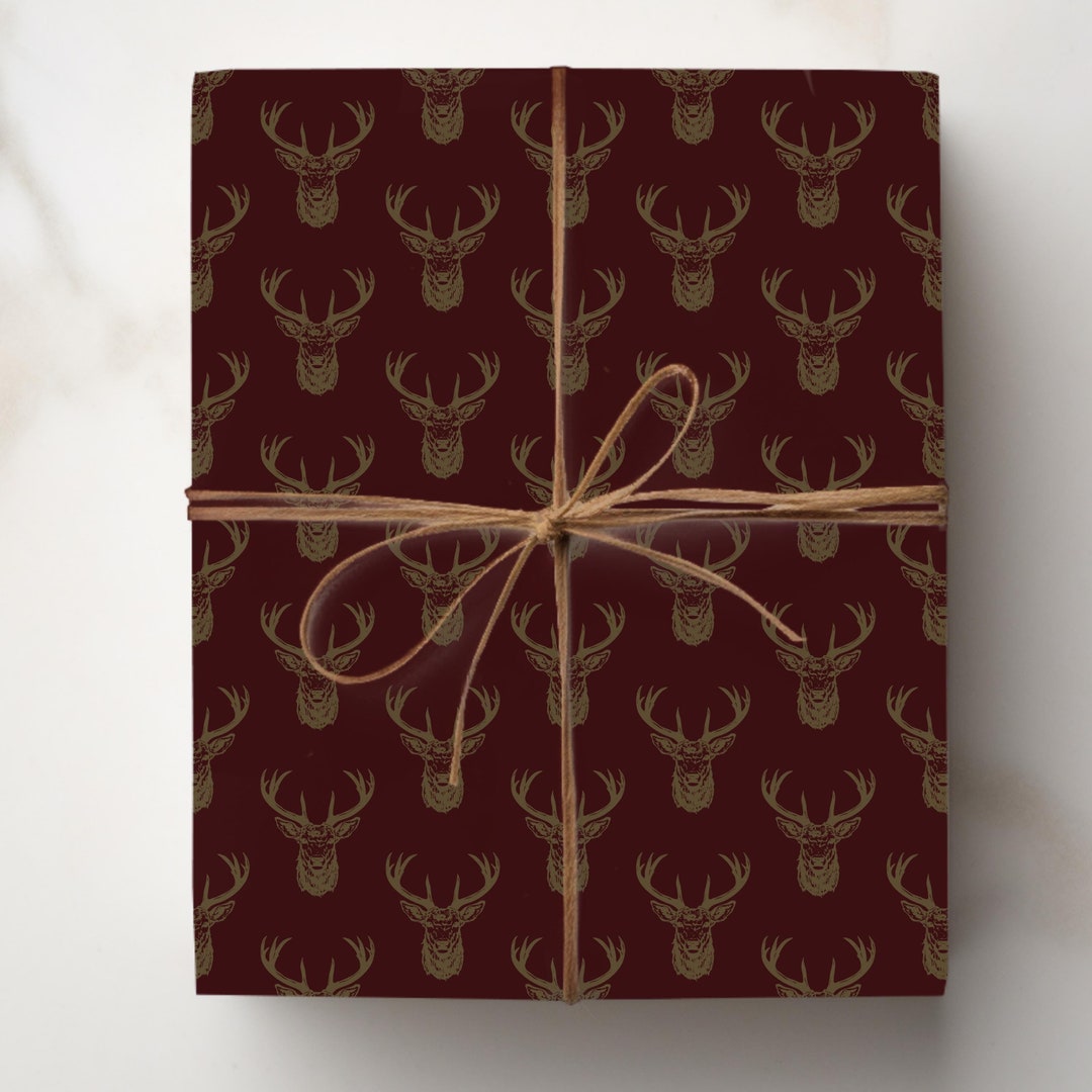 Rustic Deer Wrapping Paper for Hunter Gift Wrap Traditional Gift for ...