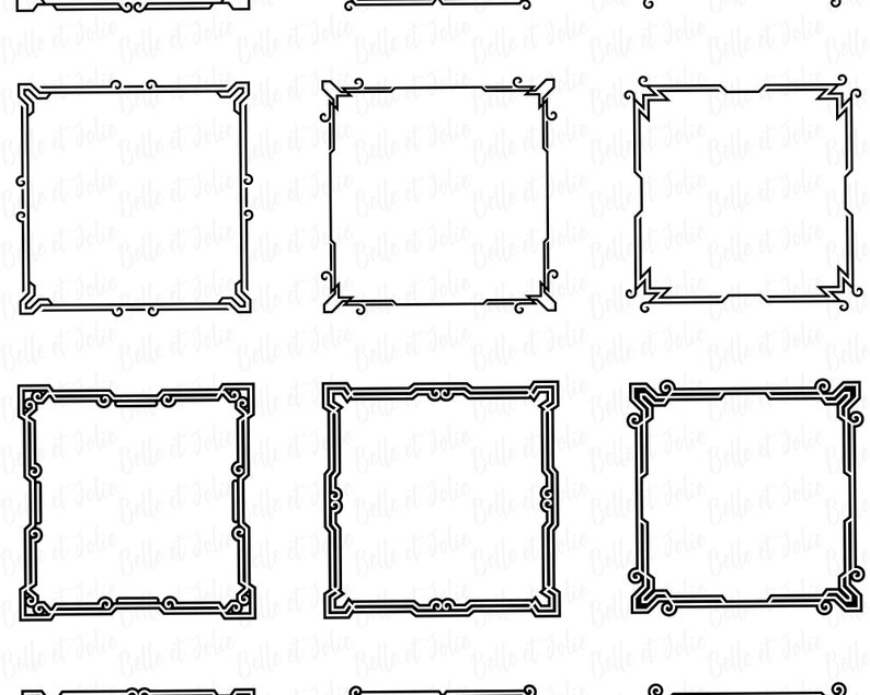Art Deco Square Frames SVG Wedding Frame Clipart Art Nouveau - Etsy
