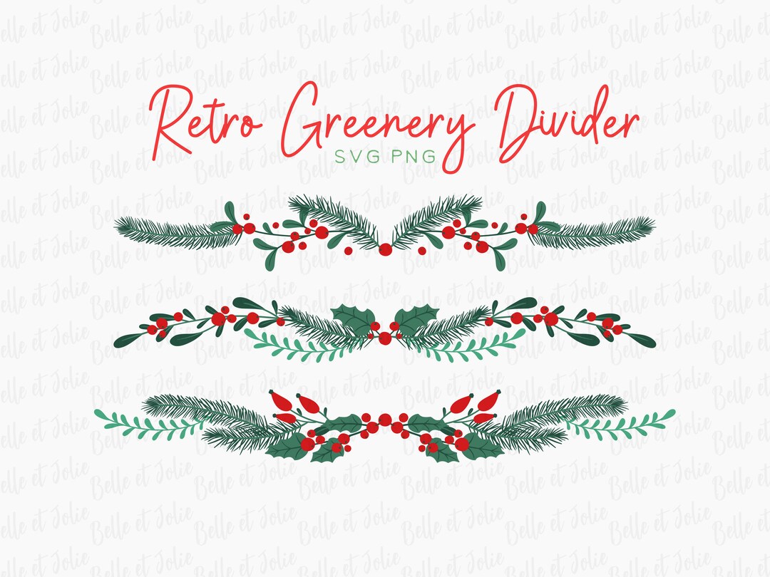 Retro Christmas Dividers, Christmas Greenery SVG, Christmas Borders ...
