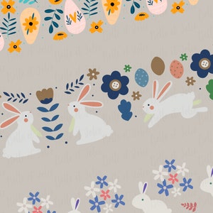 Bunny Seamless SVG Border, Floral Borders PNG, Easter Clipart Frame ...
