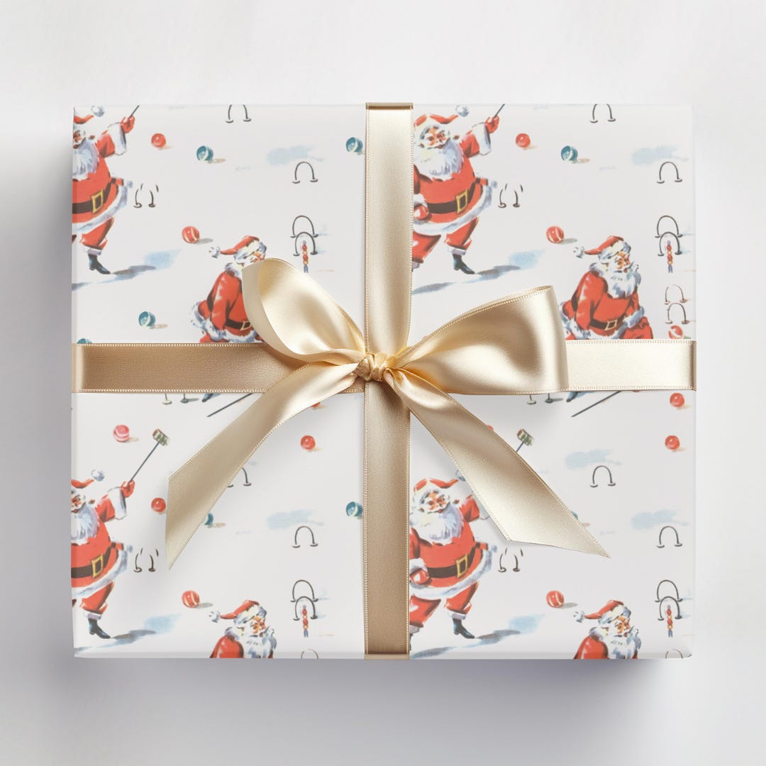 Vintage Santa Wrapping Paper Gift Wrap for Croquet Lover Xmas Gift for ...