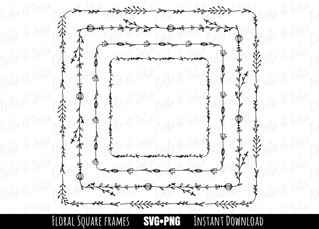 Floral Vine Frame SVG Flower Border Clipart for Wedding Decor Floral ...