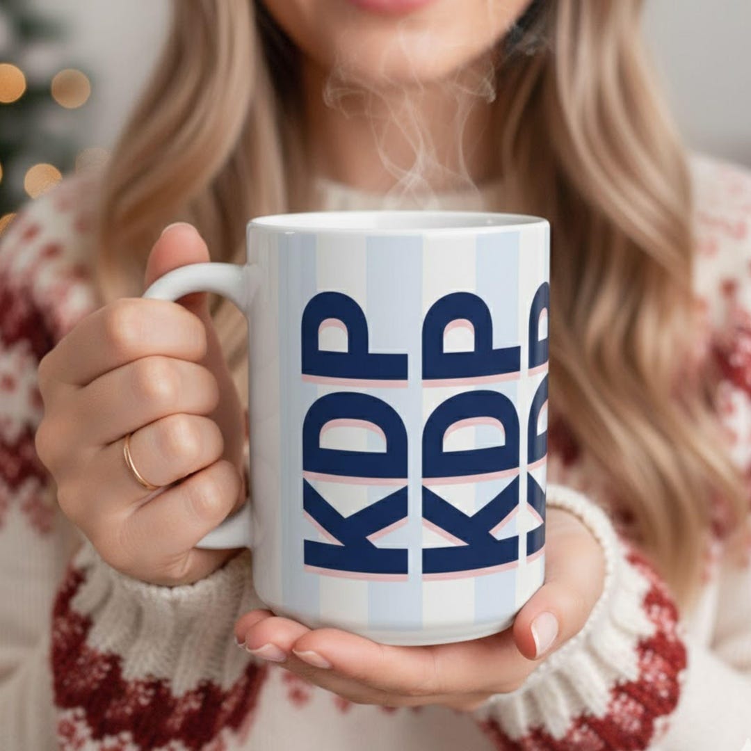 Personalized Preppy Monogram Mug, Custom Name Coffee Mug, Cute Striped ...