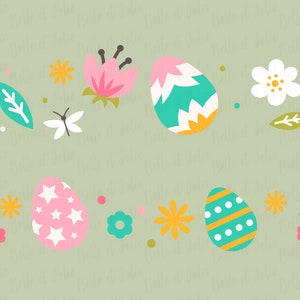 Easter Egg Floral Seamless SVG Border, Easter Borders PNG, Easter ...