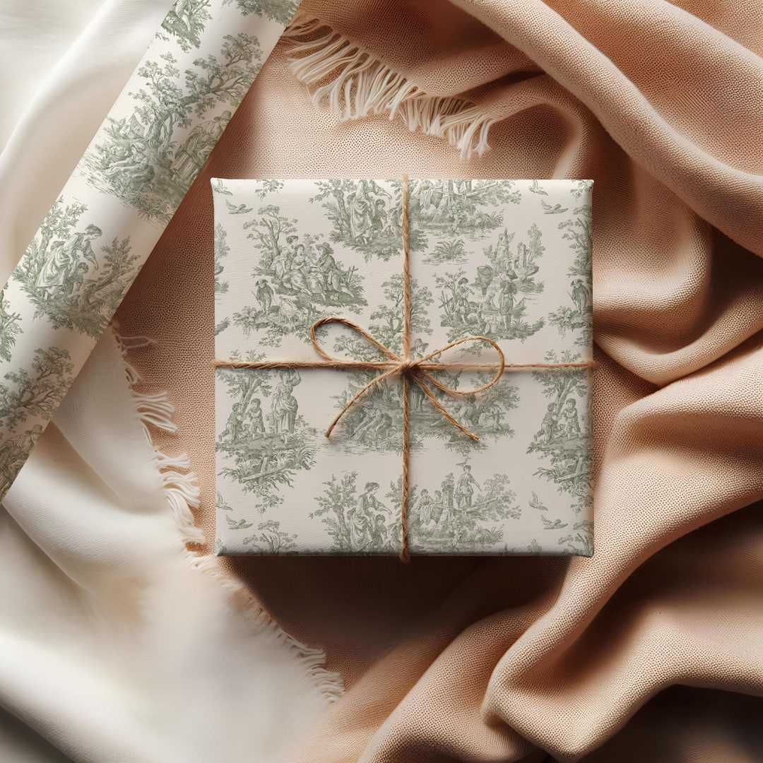 Toile De Jouy Gift Wrapping Paper Roll Vintage Christmas Toile Premium ...