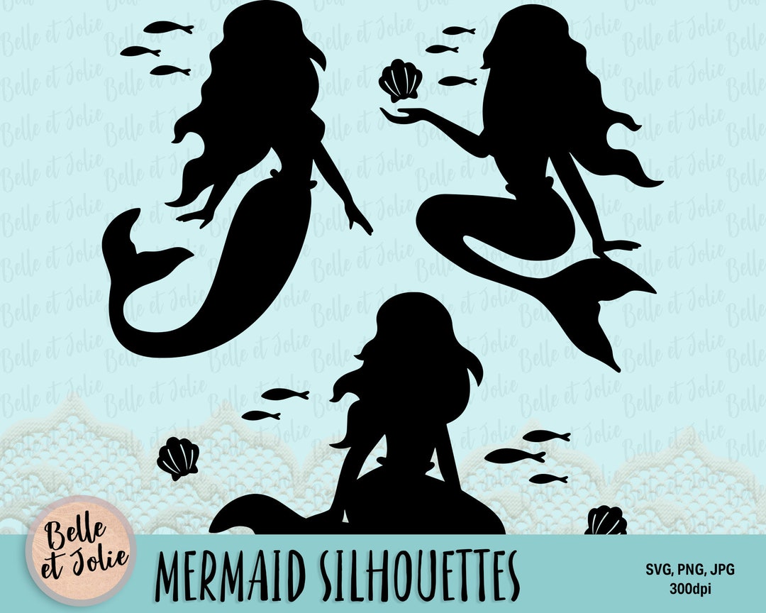 Mermaids Bundle SVG, Cute Mermaid Silhouettes SVG, Cricut Mermaid ...