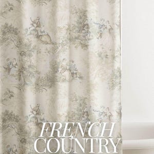 French Country Toile Shower Curtain Vintage Farmhouse Bathroom Elegant ...