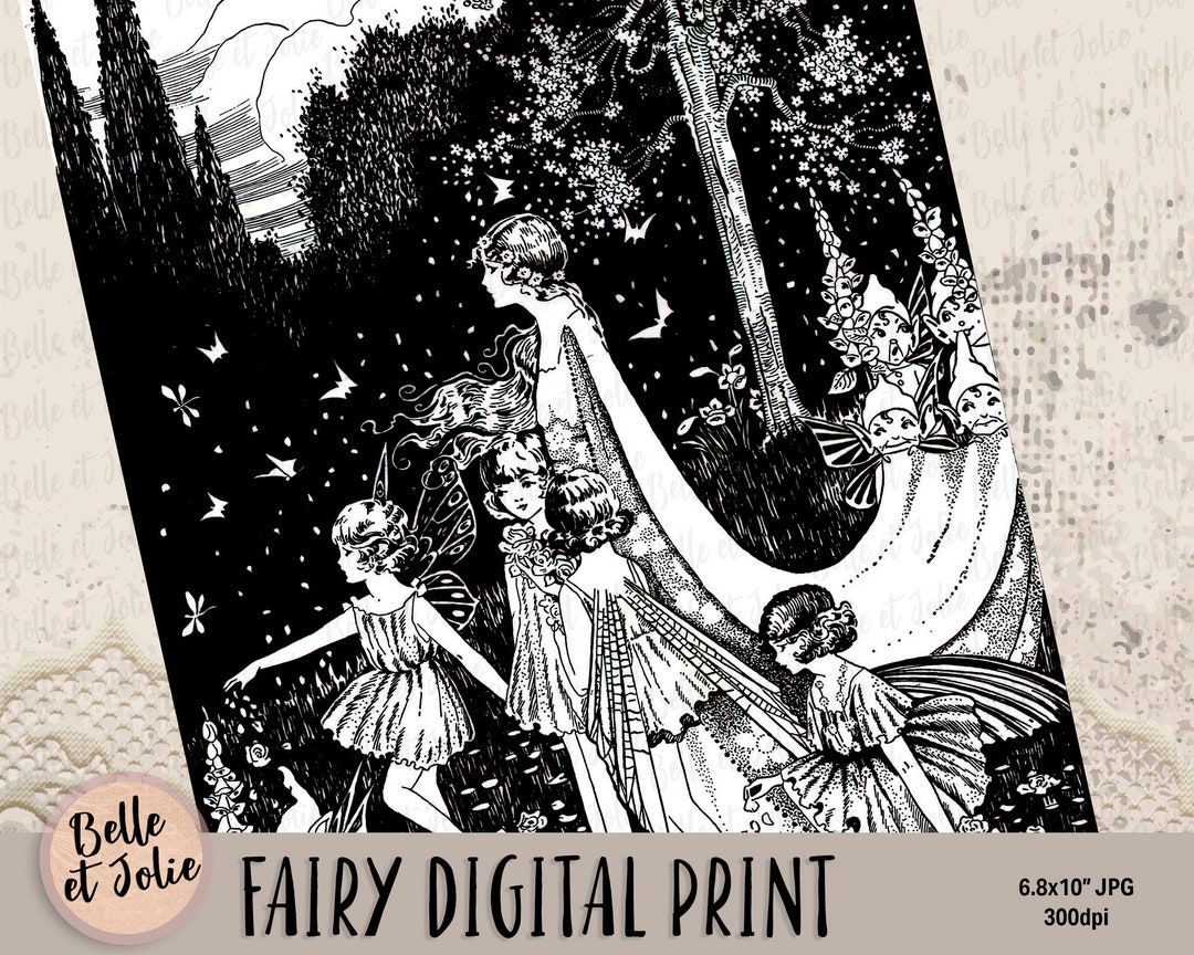 Vintage Fairy Illustration, Fairy Digital Download, Faerie Print ...