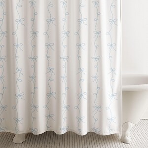 Bow Shower Curtain Blue Girly Shower Curtain Preppy Bathroom Decor ...