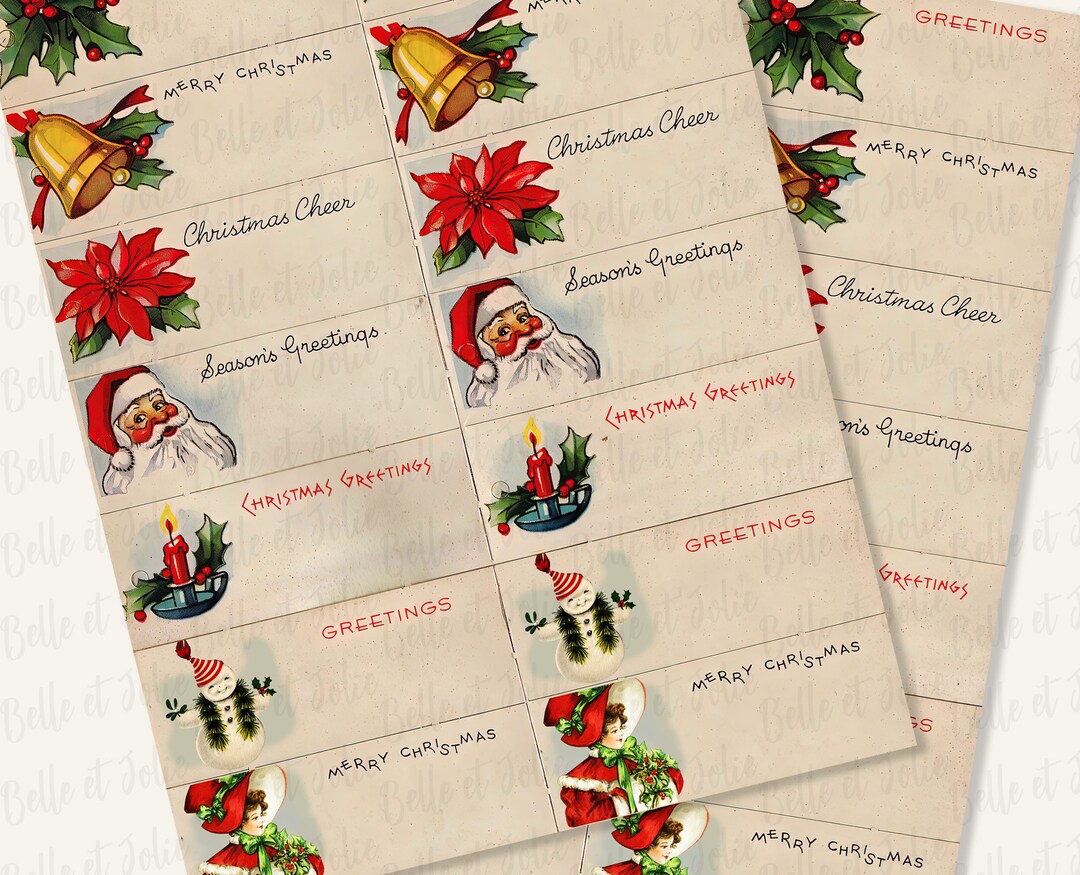 Vintage Printable Christmas Gift Tags, Vintage Style Retro Christmas ...