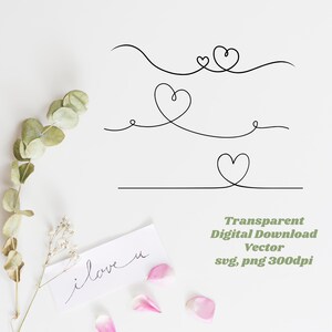 Heart Script SVG Line Heart Theme Room Decor Heart Wall Art Minimal ...