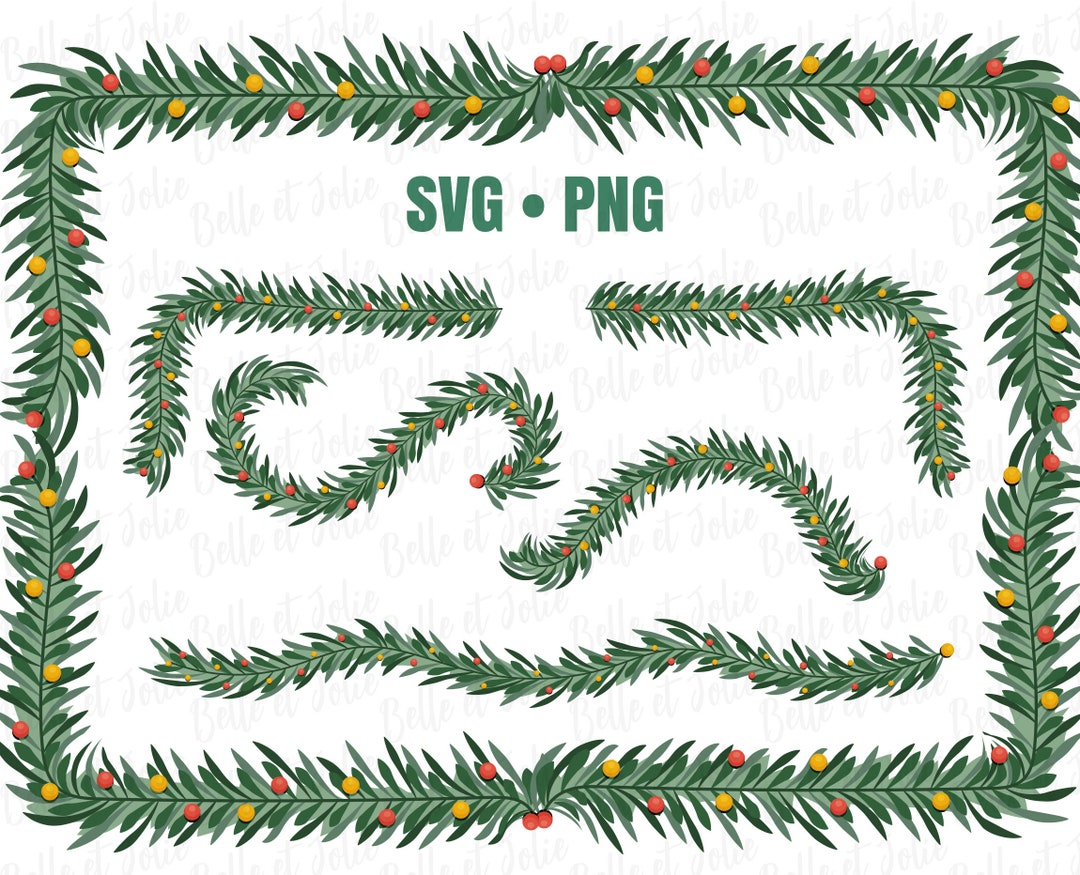 Retro Christmas Garland SVG Christmas Garland Clipart Holly - Etsy