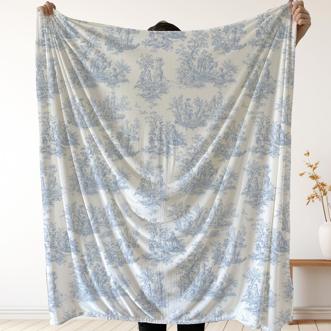 Blue Toile Baby Blanket French Toile De Jouy Fleece Blanket French ...