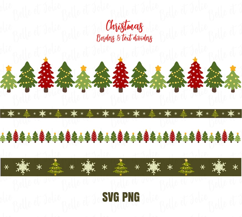 Christmas Tree Borders SVG Christmas Borders PNG Holiday - Etsy