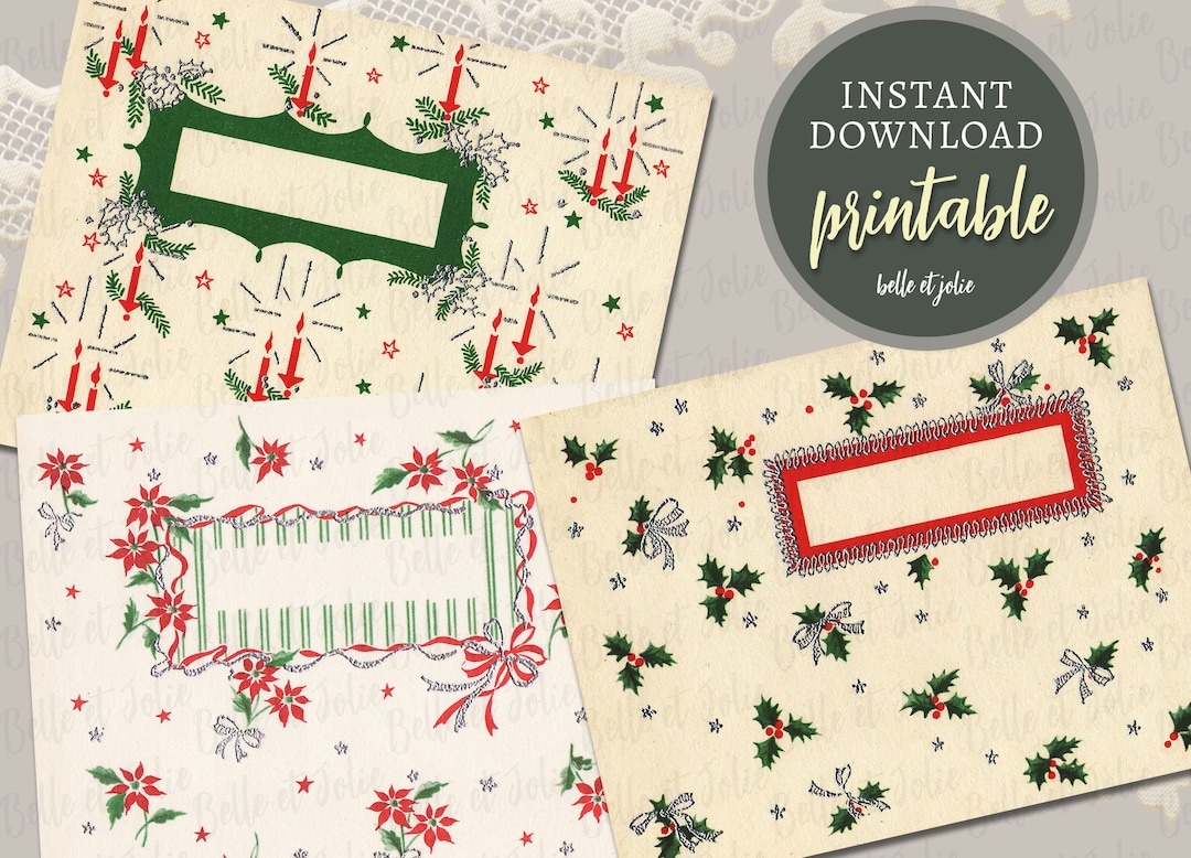 Vintage Christmas Label Cards, Christmas Printable, Christmas Ephemera ...
