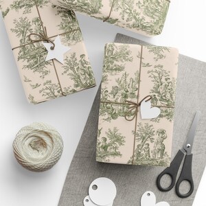 Vintage Green Toile Cottagecore Gift Wrapping Roll French Toile Gift ...