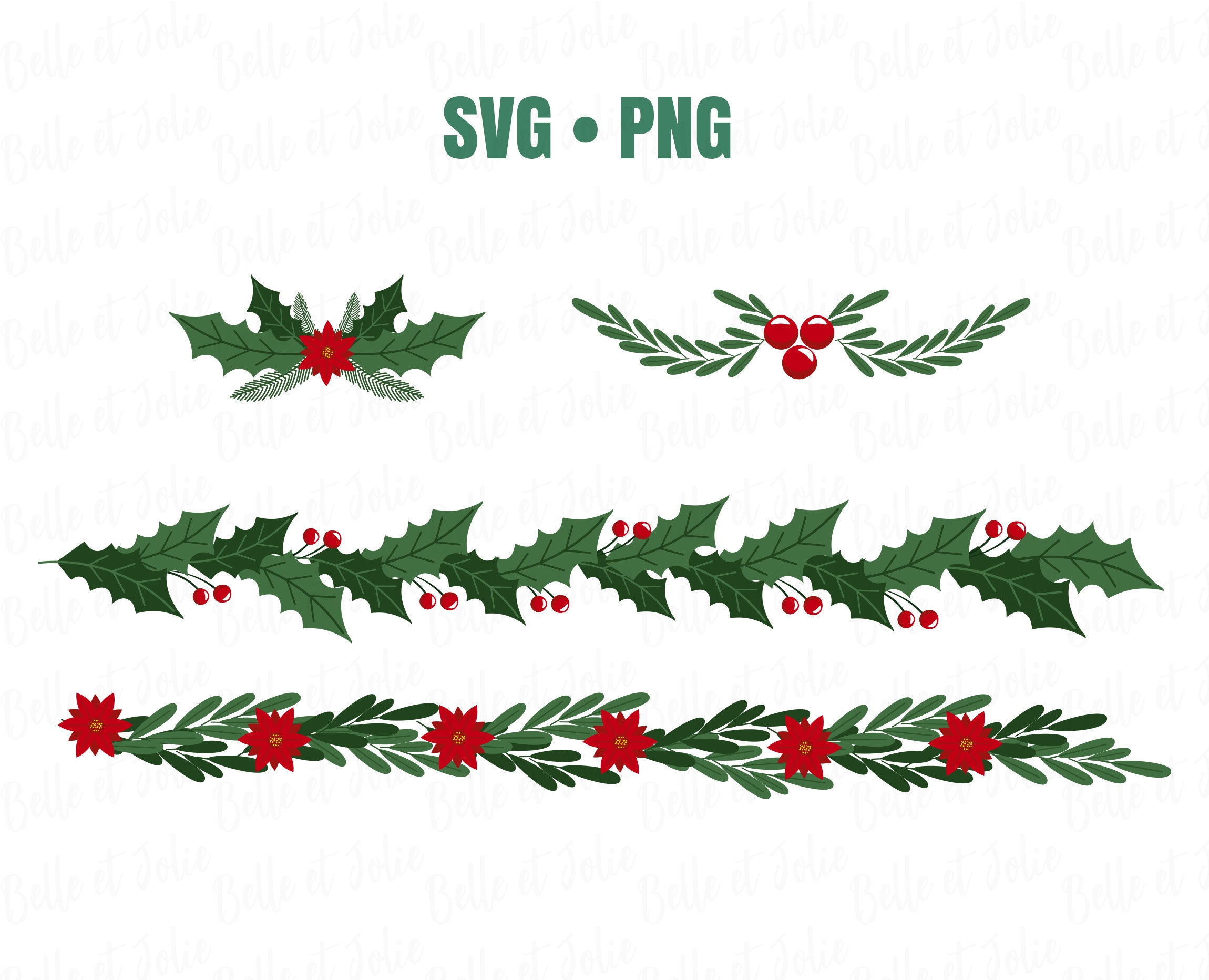 Holiday Clipart Christmas Garland SVG Greenery Holiday - Etsy
