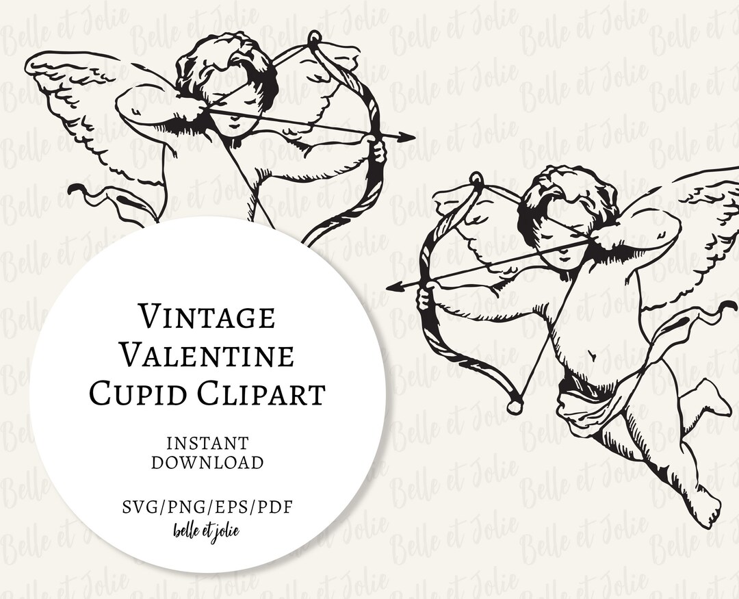 Vintage Cupid Clipart SVG, Cherubs With Arrows, Valentines Day Clipart ...