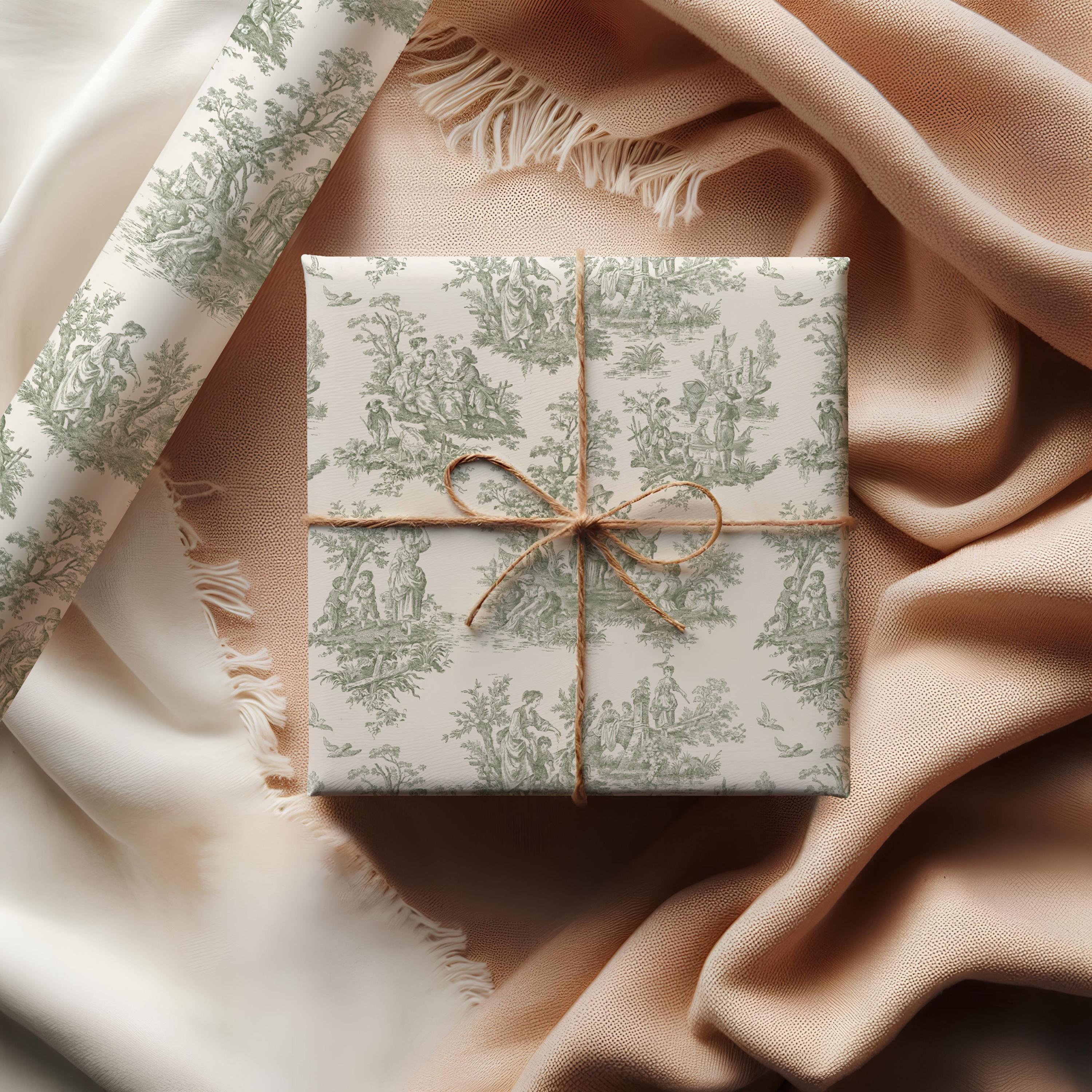 Vintage Green Toile Cottagecore Gift Wrapping Roll French Toile Gift ...