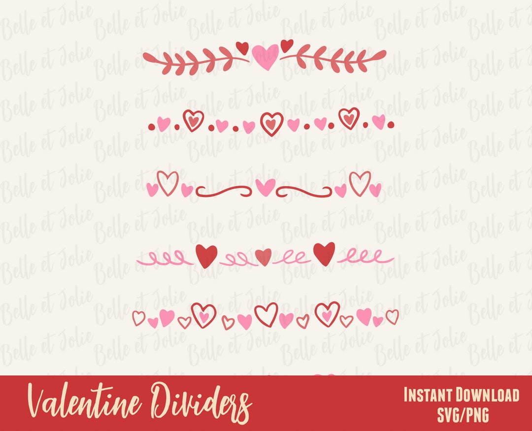 Valentine Dividers SVG Heart Borders Love Dividers PNG - Etsy