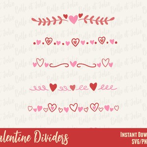 Valentine Dividers SVG, Heart Borders, Love Dividers PNG, Valentine ...