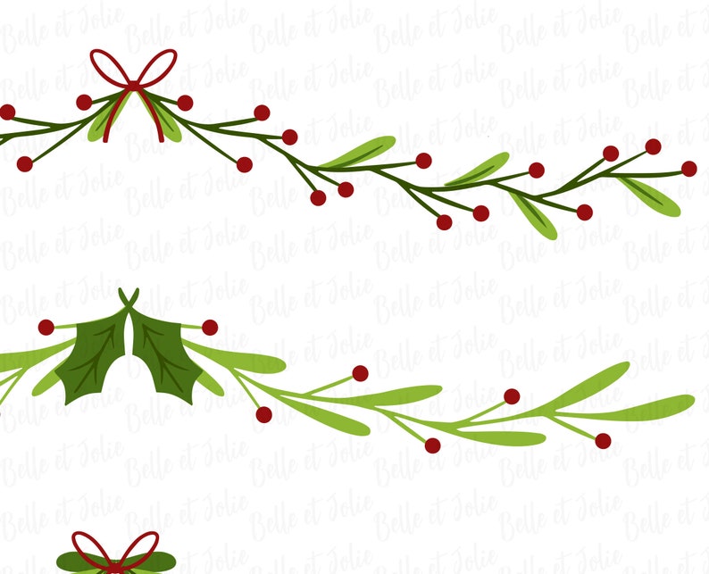 Christmas Garland SVG Holly Borders Png Holiday Clipart - Etsy