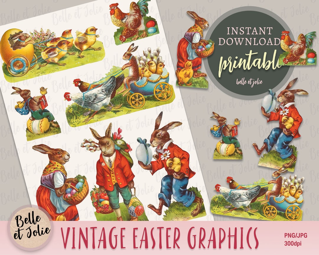 German Diecut Easter Ephemera PNG Vintage Victorian Easter Clipart ...